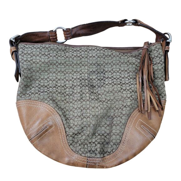 Coach | Bags | Coach Hobo Hamilton Purse Leather Brown Signature Print ...